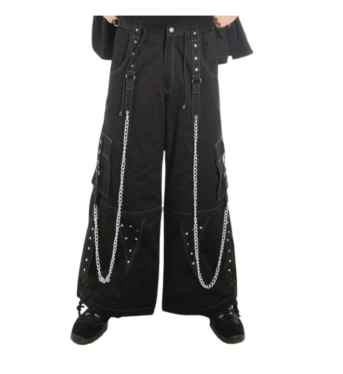 Gothic Chain Cargo Pants for Men – Wide-Leg Punk Trip Trousers