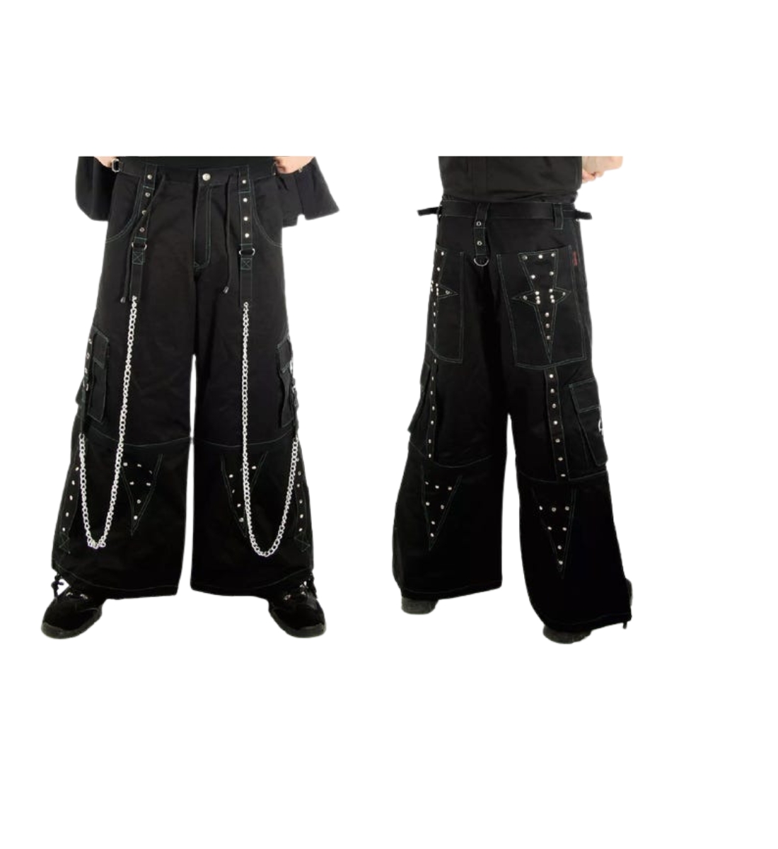 Gothic Chain Cargo Pants for Men – Wide-Leg Punk Trip Trousers